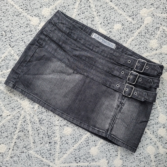 Express | Skirts | Vintage Express Faded Black Grey Denim Micro Mini ...